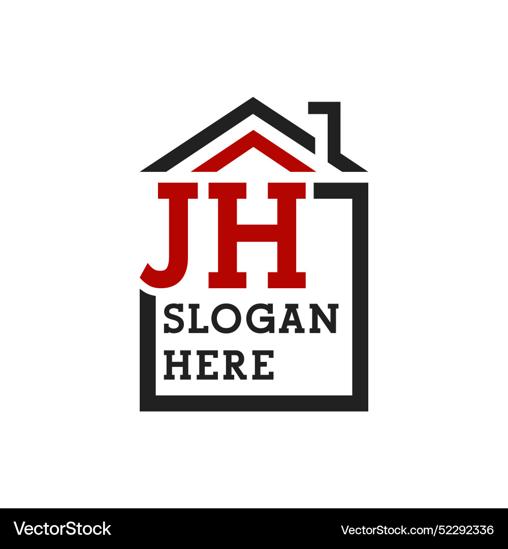 Initial jh house logo for roofing letter real Vector Image