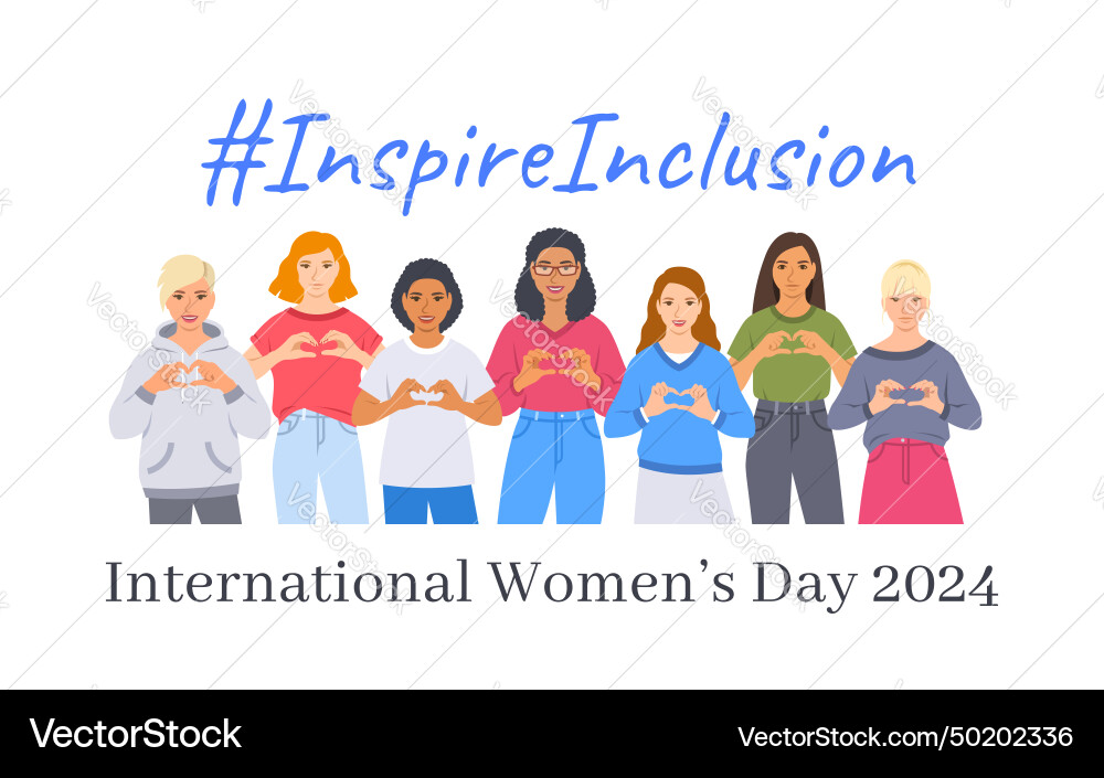 Inspire inclusion pose international womens day Vector Image
