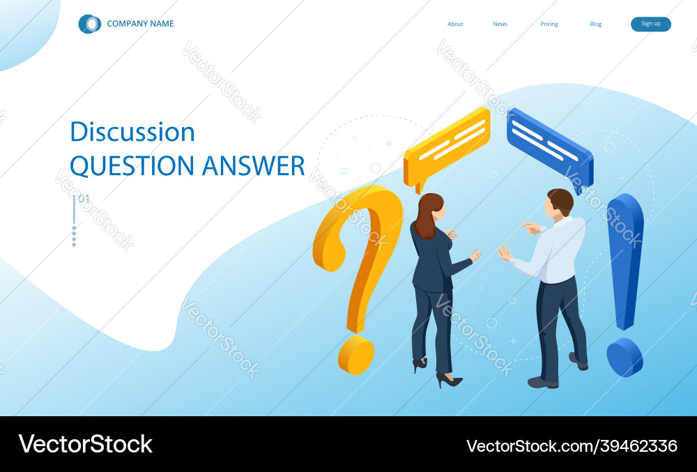 Isometric question and answer concept discussion Vector Image