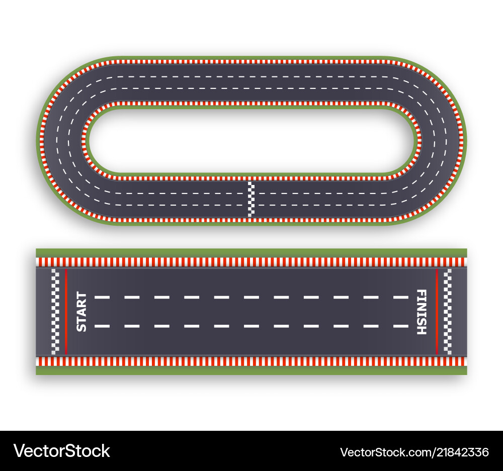 Kart race background top view line asphalt Vector Image