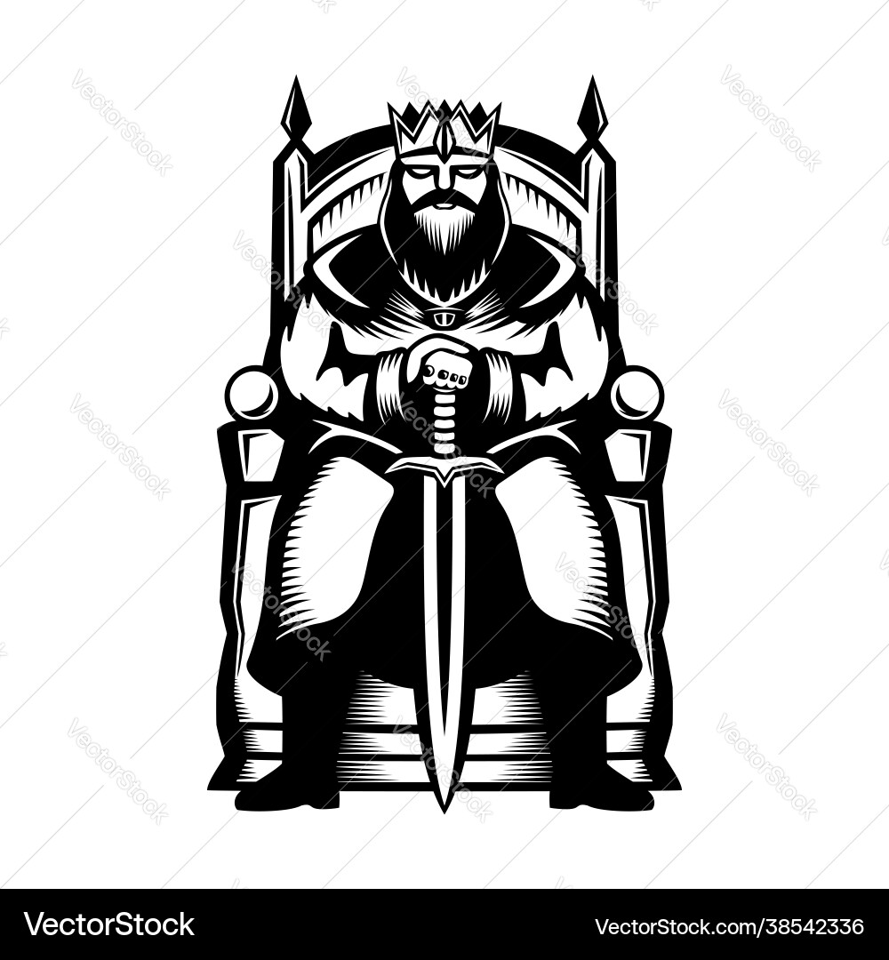 King sitting on a throne Royalty Free Vector Image