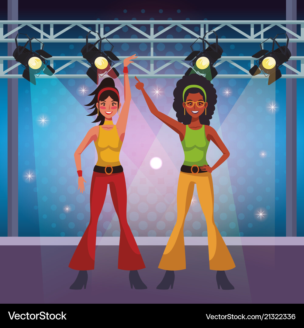 Menschen tanzen Disco Cartoons Lizenzfreies Vektorbild