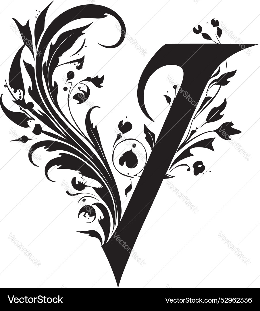 Vivid symphony colorful letter v virtuoso script Vector Image