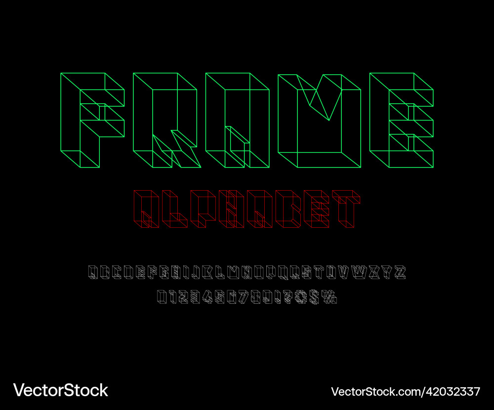 3d line font Royalty Free Vector Image - VectorStock
