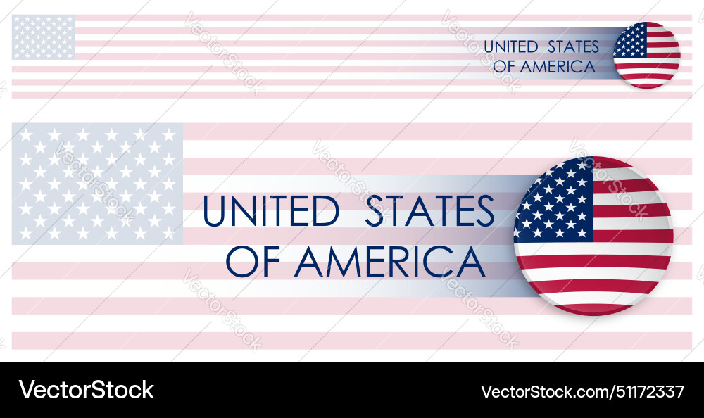 American flag horizontal web banner in modern Vector Image