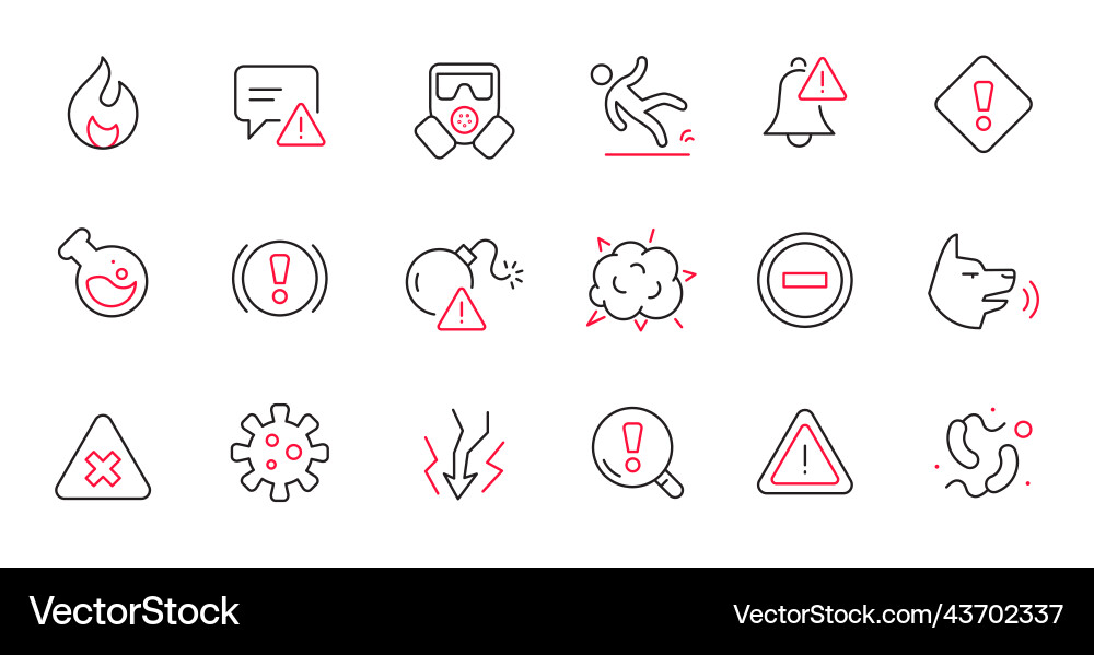 Danger Biohazard Line Icons Royalty Free Vector Image