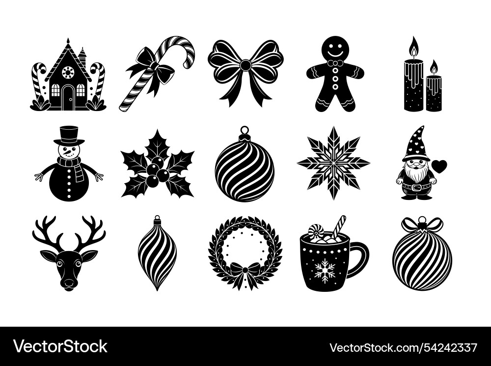 Festive merry christmas icon set Royalty Free Vector Image