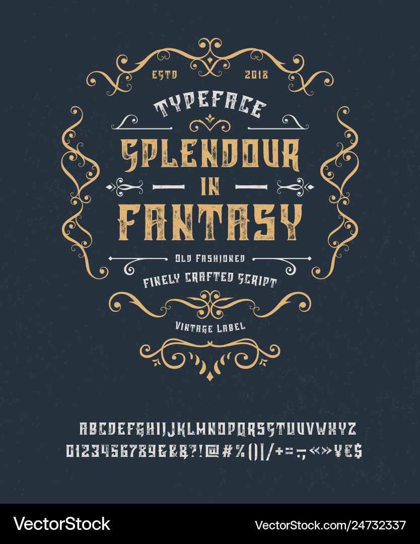 Font splendour in fantasy Royalty Free Vector Image
