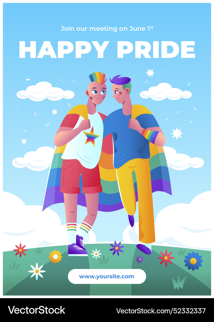Gradient vertical poster template for pride month Vector Image