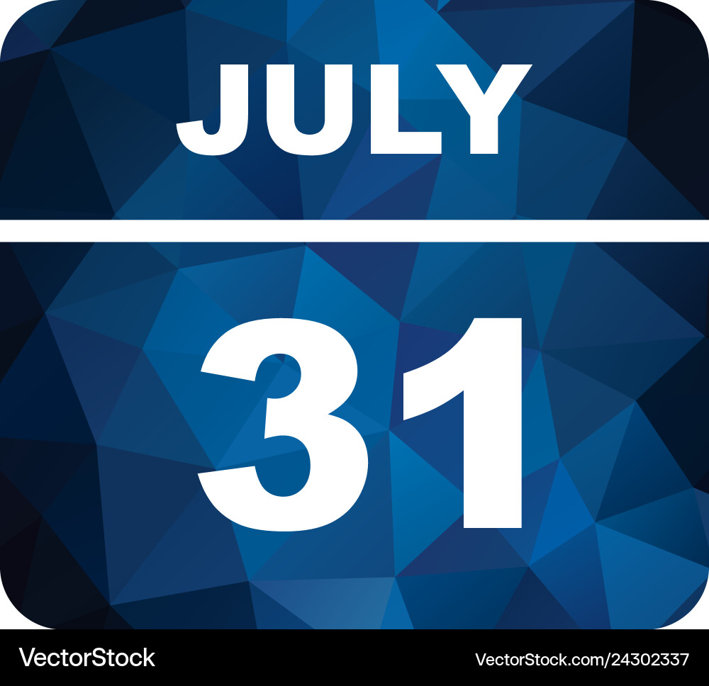 July 31st date on a single day calendar Royalty Free Vector