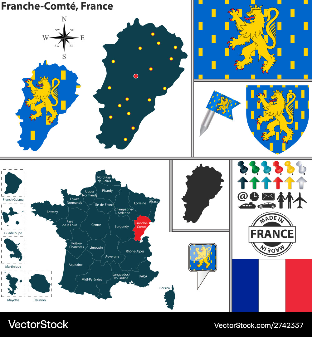 Map of franche comte Royalty Free Vector Image