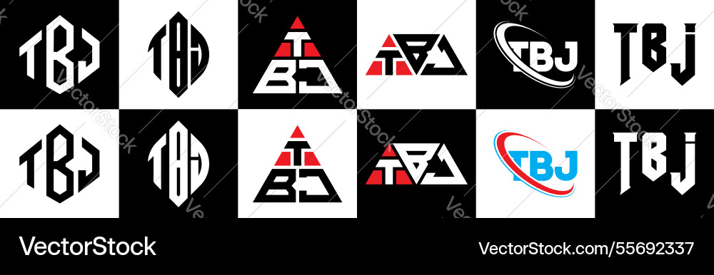 Tbj letter logo design in six style polygon Vector Image