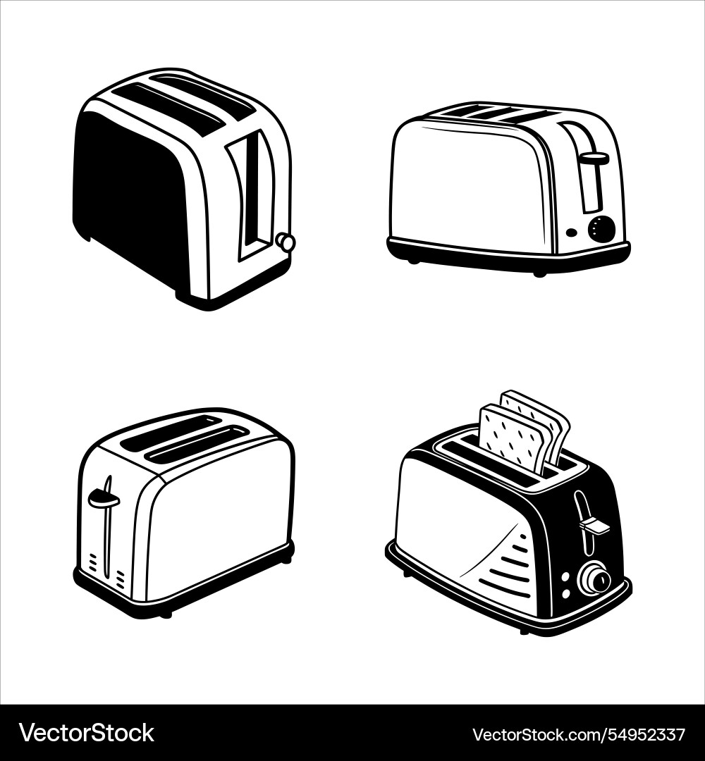Toasters icons silhouettes Royalty Free Vector Image