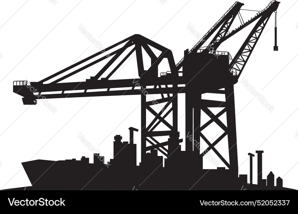 Wharfside operations symbol shipping port crane Vector Image