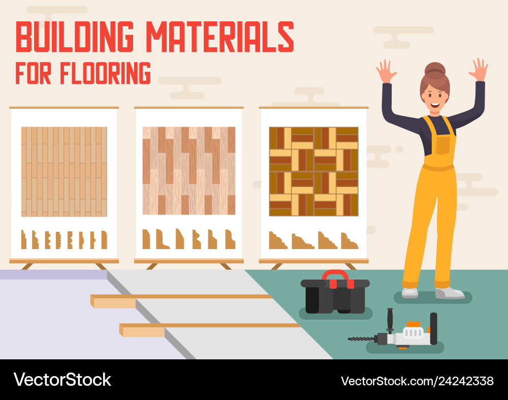 Building materials for flooring ad banner Vector Image