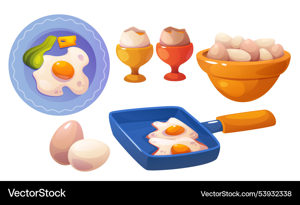 Chicken Ei Cartoon Set Lizenzfreies Vektorbild