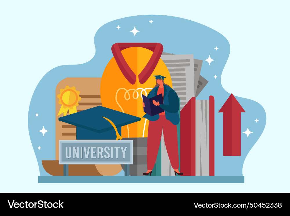 College graduation flat design Royalty Free Vector Image