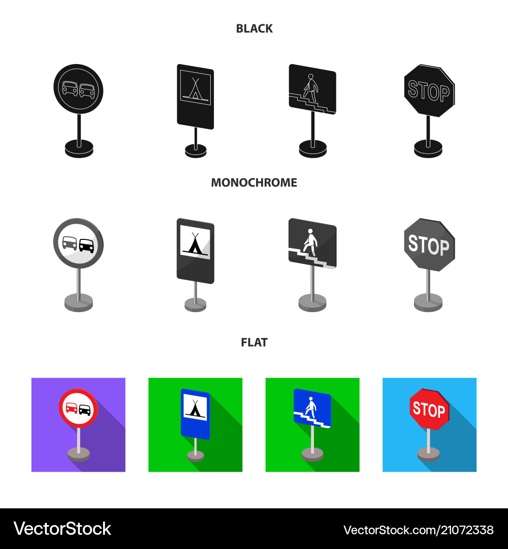Different types of road signs black flat Vector Image