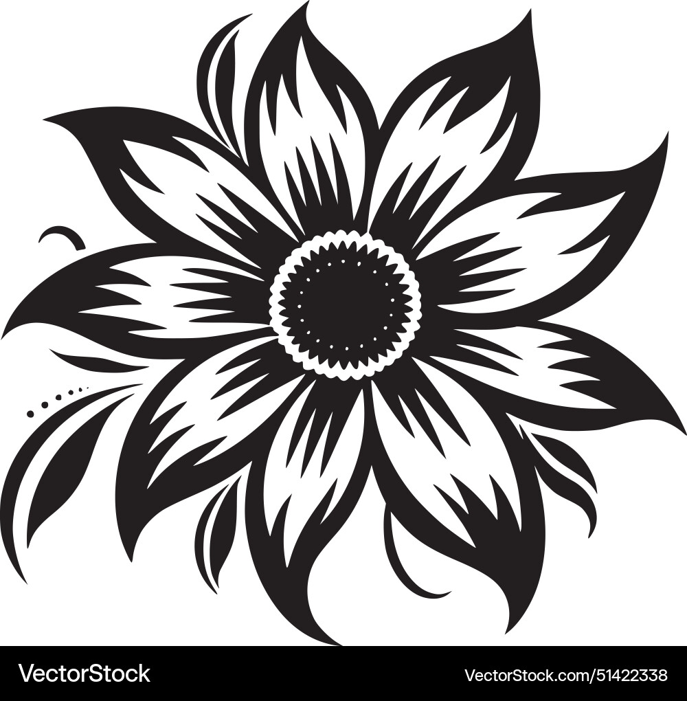 Flower - black and white Royalty Free Vector Image