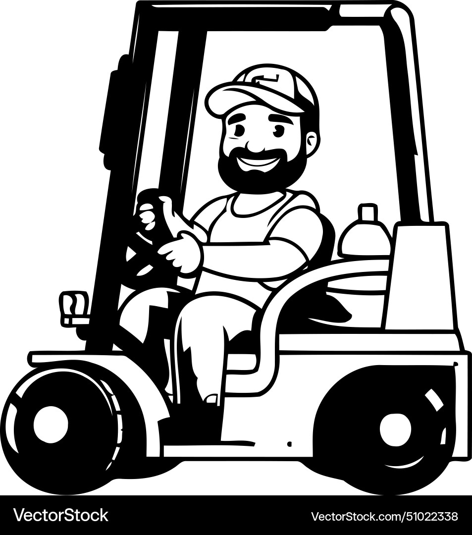 Forklift driver with thumb up isolated on white Vector Image