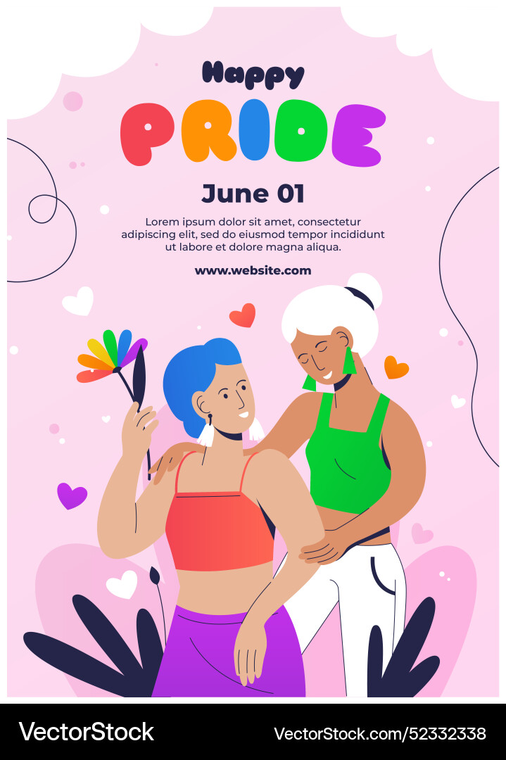 Gradient vertical poster template for pride month Vector Image