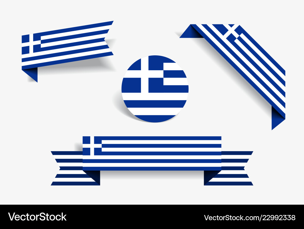 Greek flag stickers and labels Royalty Free Vector Image