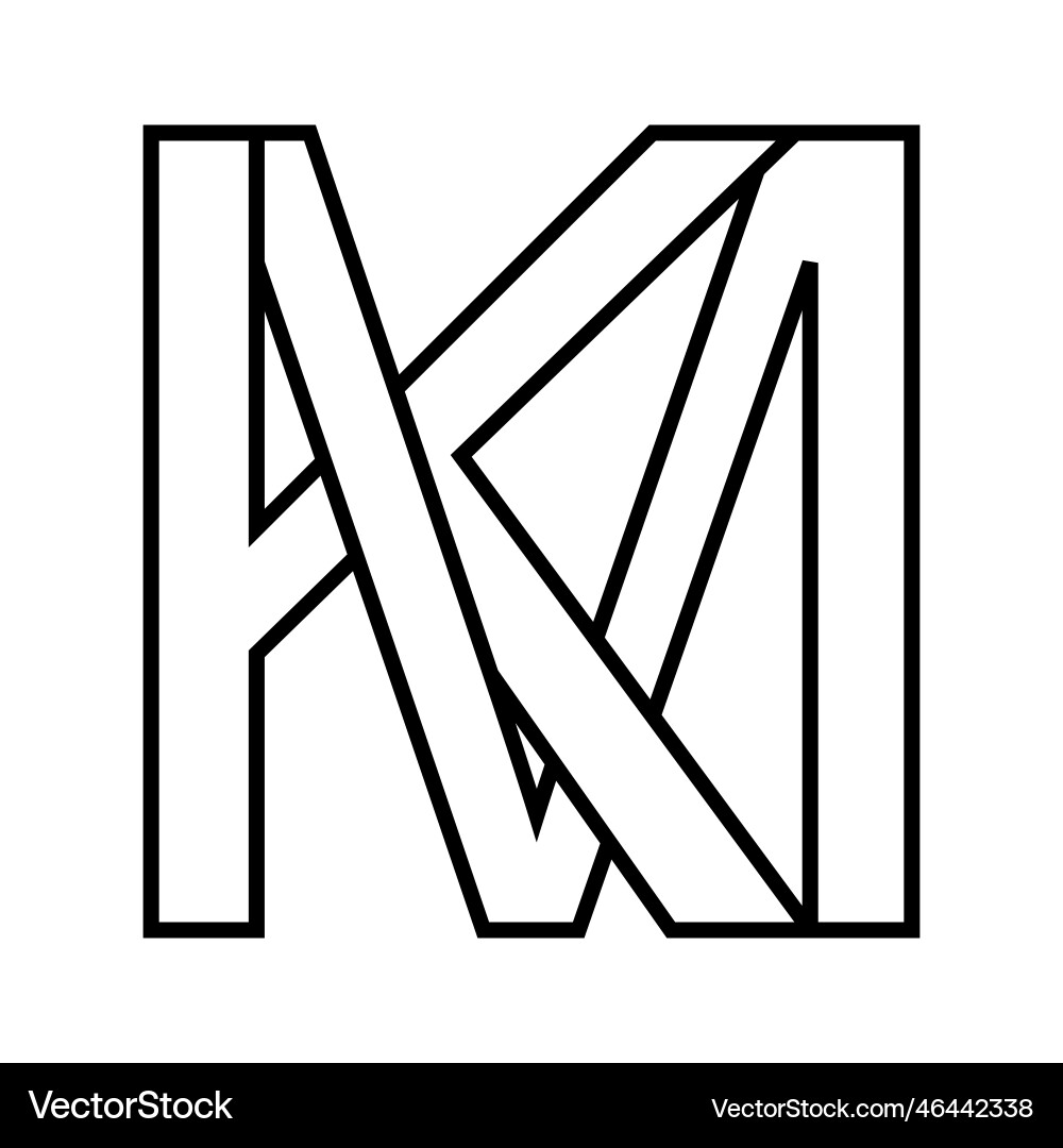 Logo sign km mk icon double letters logotype m k Vector Image