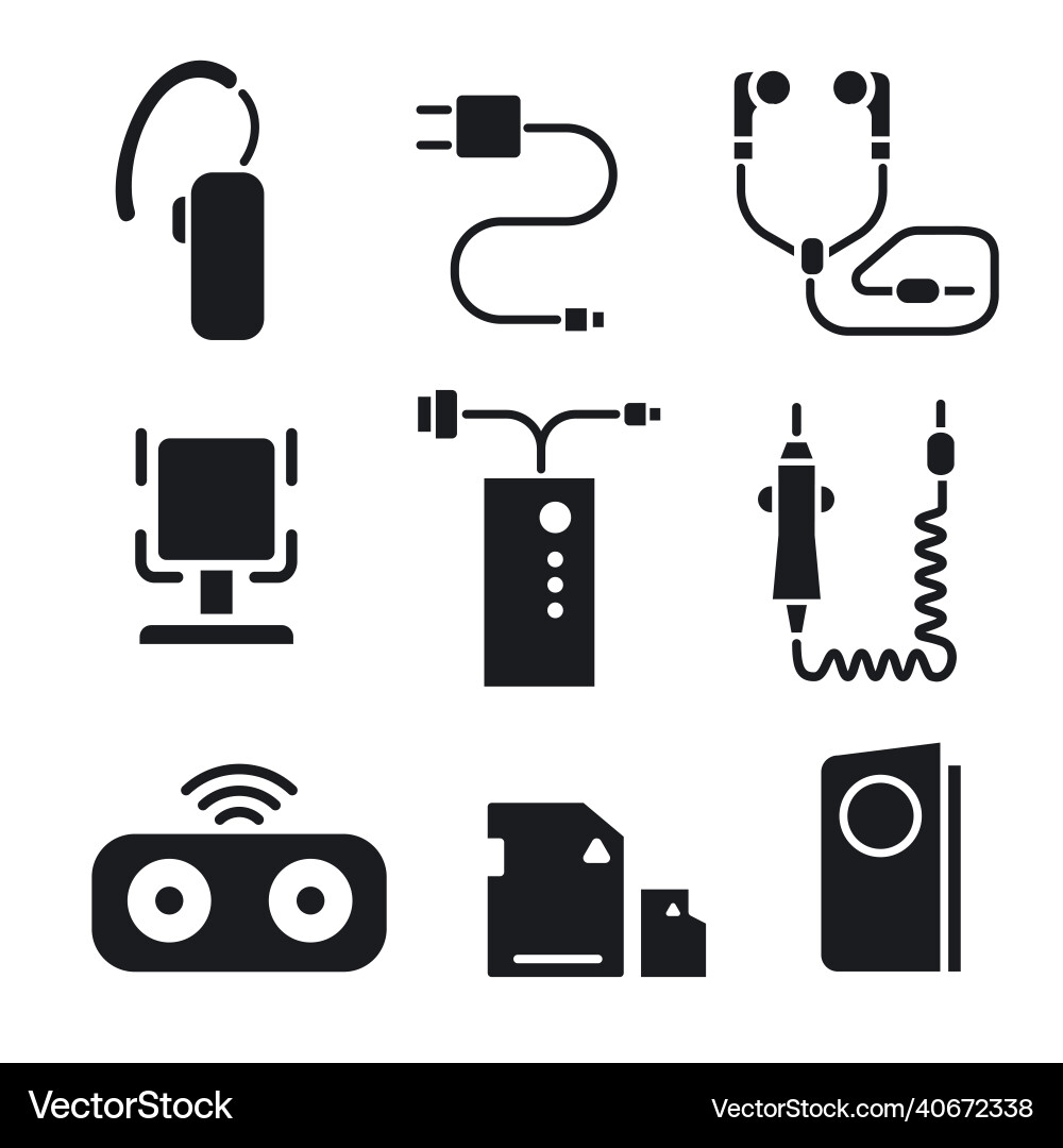 Mobile phone accessories icons Royalty Free Vector Image