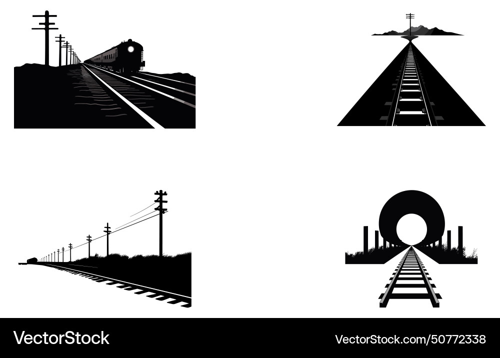 Perspective view railroad train pathes Royalty Free Vector
