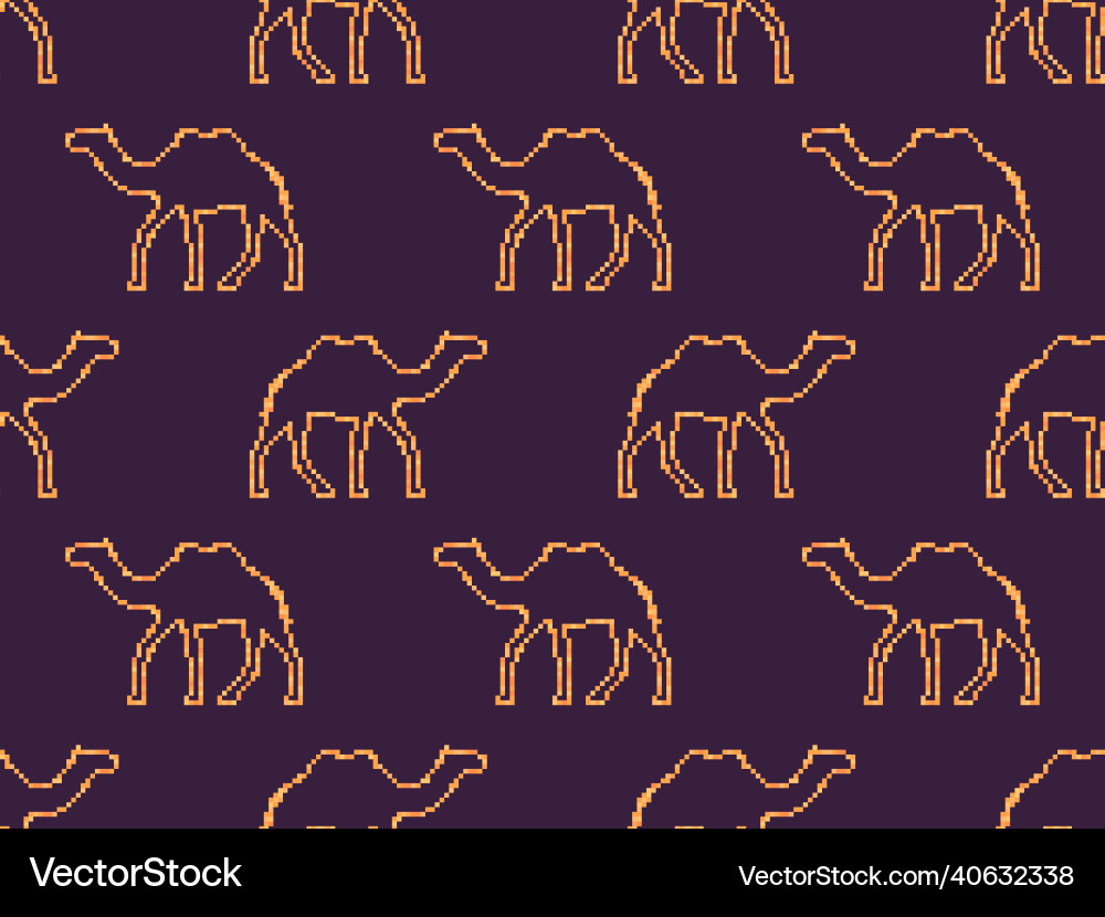 Pixel camels seamless pattern in the style Vector Image