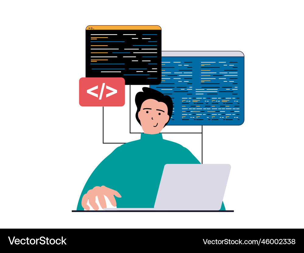 Programming software concept with character Vector Image