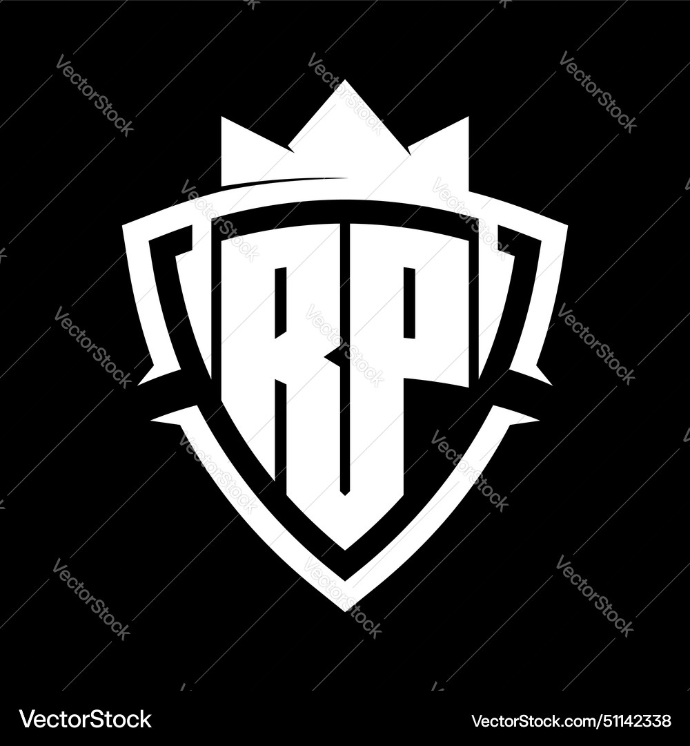 Rp letter monogram with triangle curve shield Vector Image