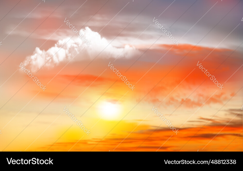 Sunset sky background with transparent clouds Vector Image