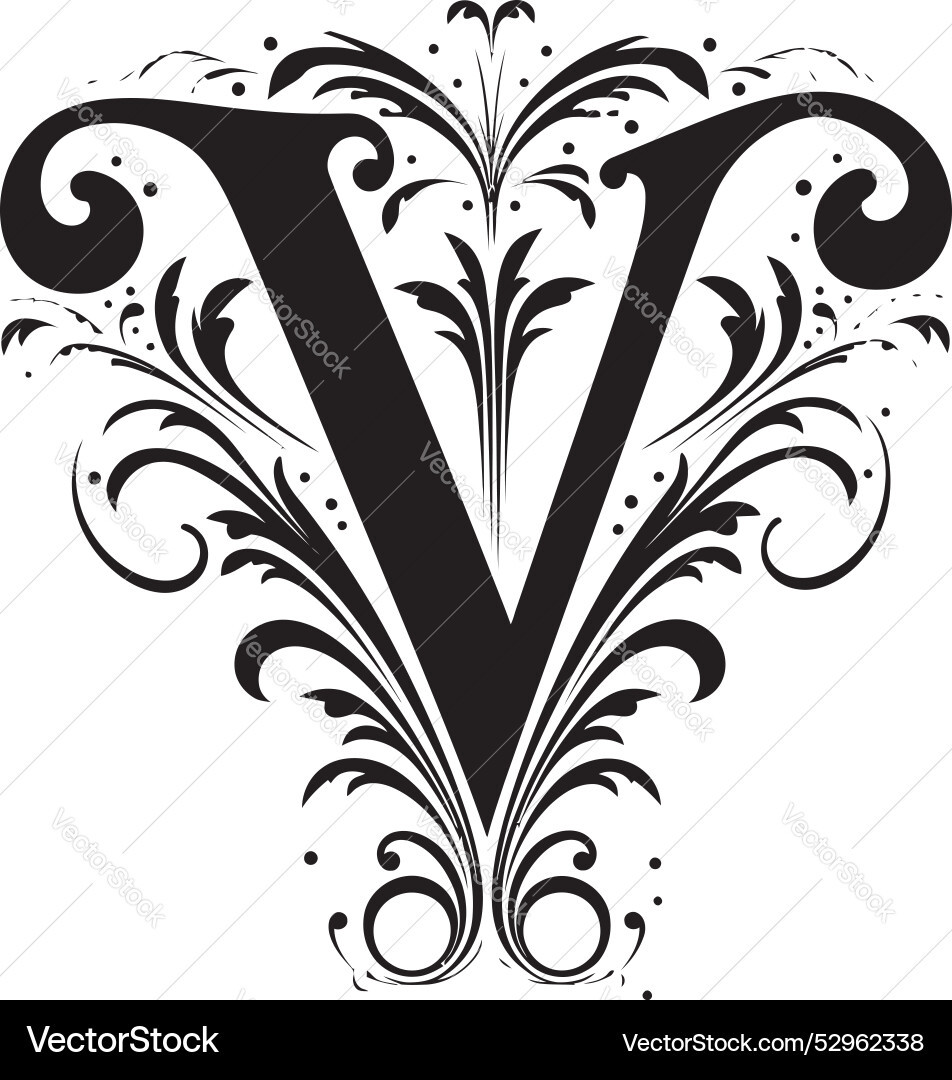 Voltaic patterns electric letter v decor vogue Vector Image