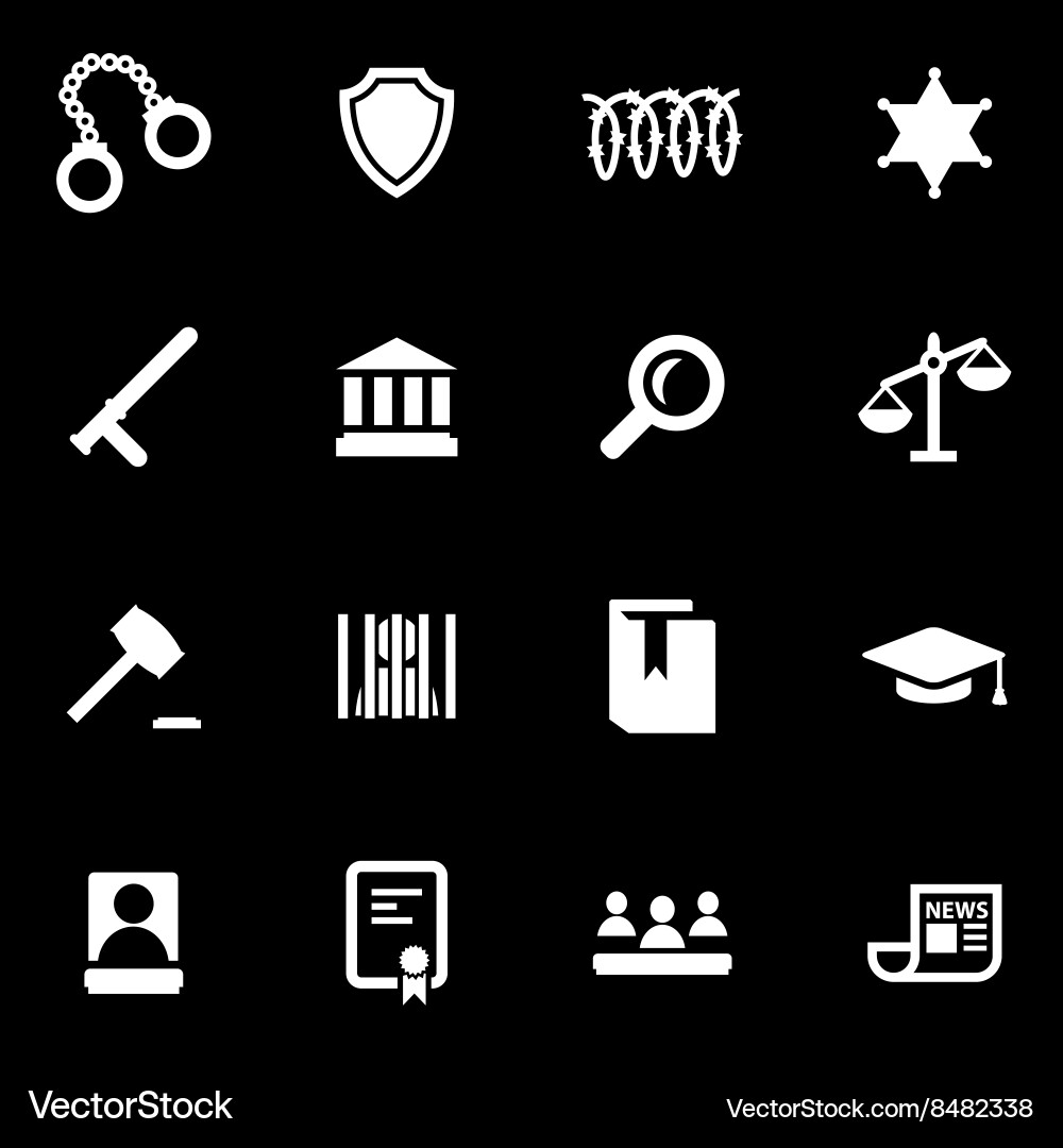 White justice icon set Royalty Free Vector Image