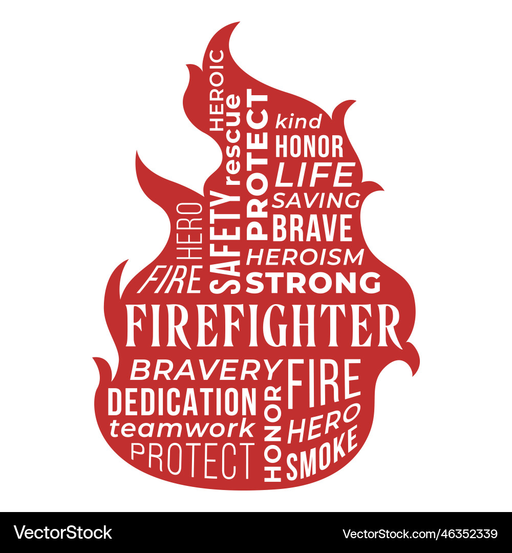 Badge firefighter fire words Royalty Free Vector Image