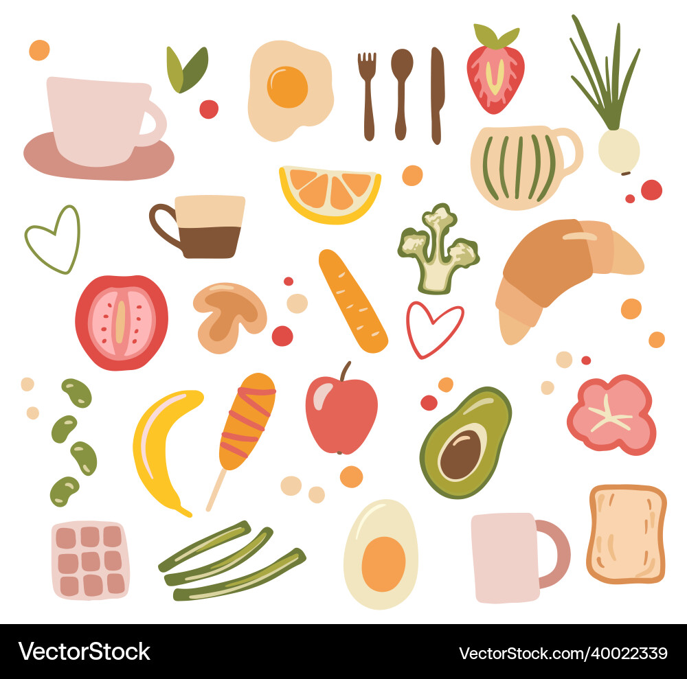 Breakfast Food Doodle Set Royalty Free Vector Image