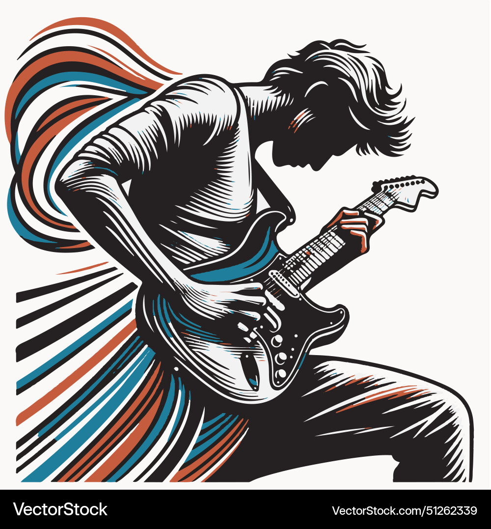 Electric riffs - colorful guitar player Royalty Free Vector