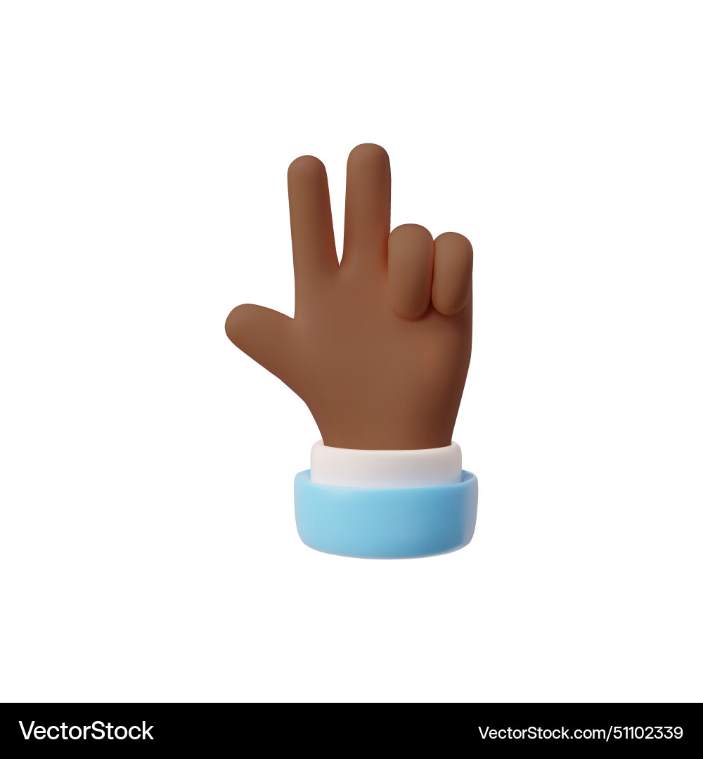 Hand gesture finger sign three 3 number 3d Vector Image