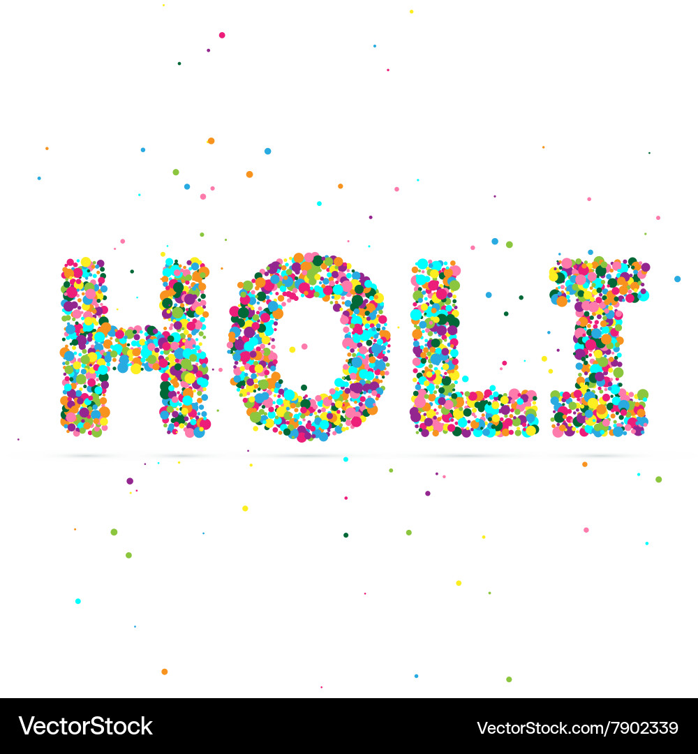 Holi word consisting of colored particles Vector Image