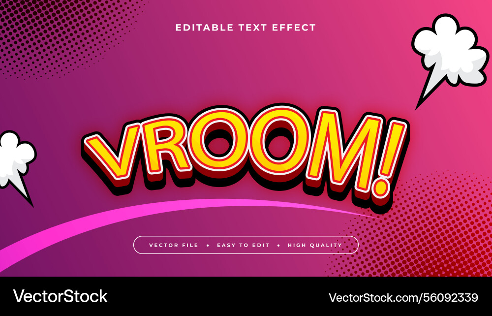Purple violet red and yellow vroom 3d editable Vector Image