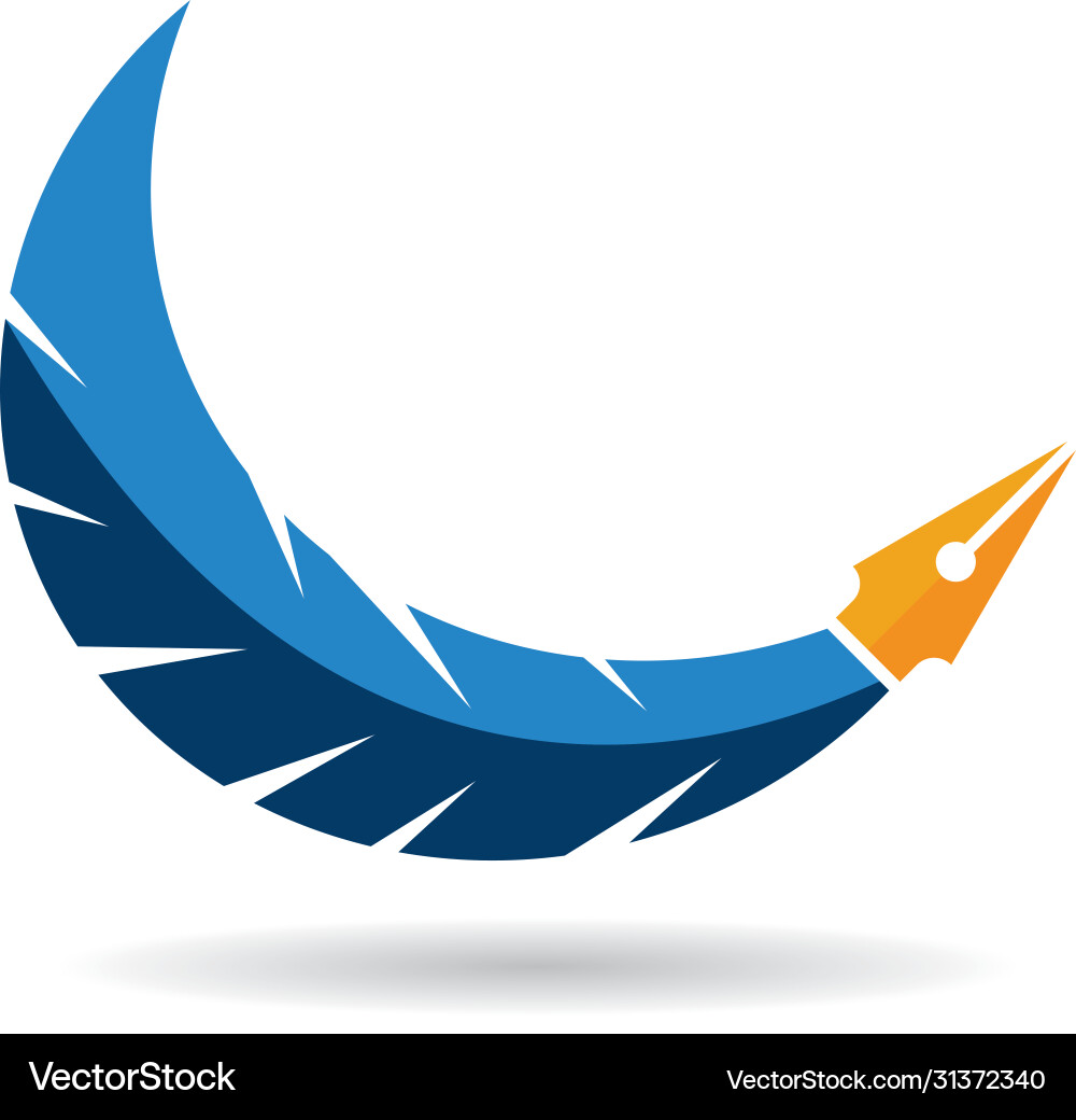 Elegant Feather Pen Logo Royalty Free Vector Image