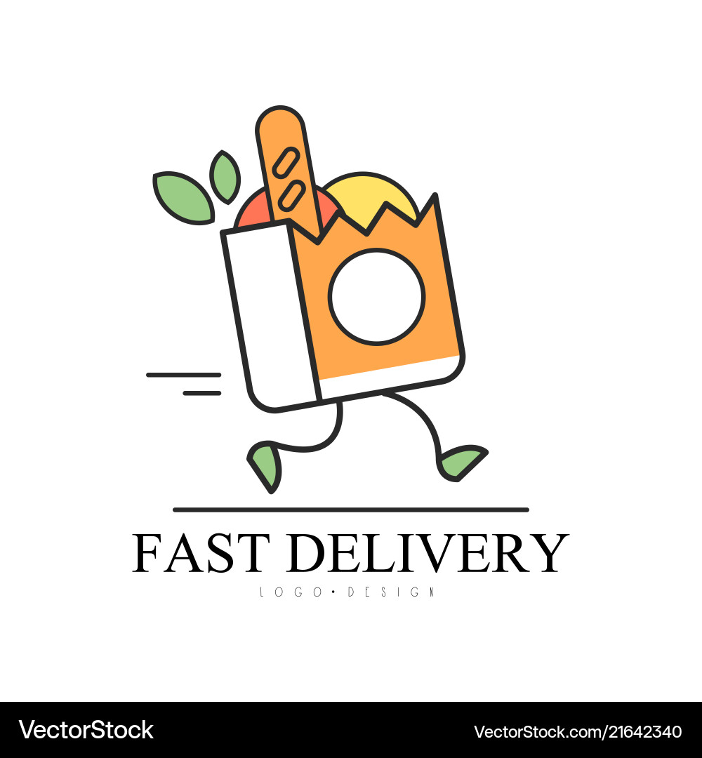 Fast delivery logo design food service Royalty Free Vector
