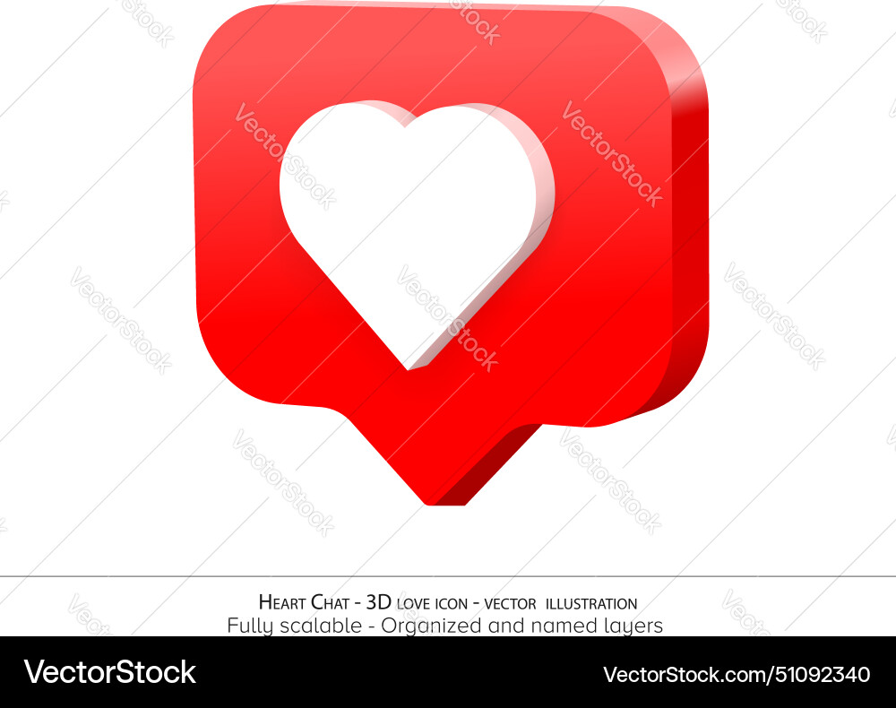 Heart chat - 3d love icon Royalty Free Vector Image