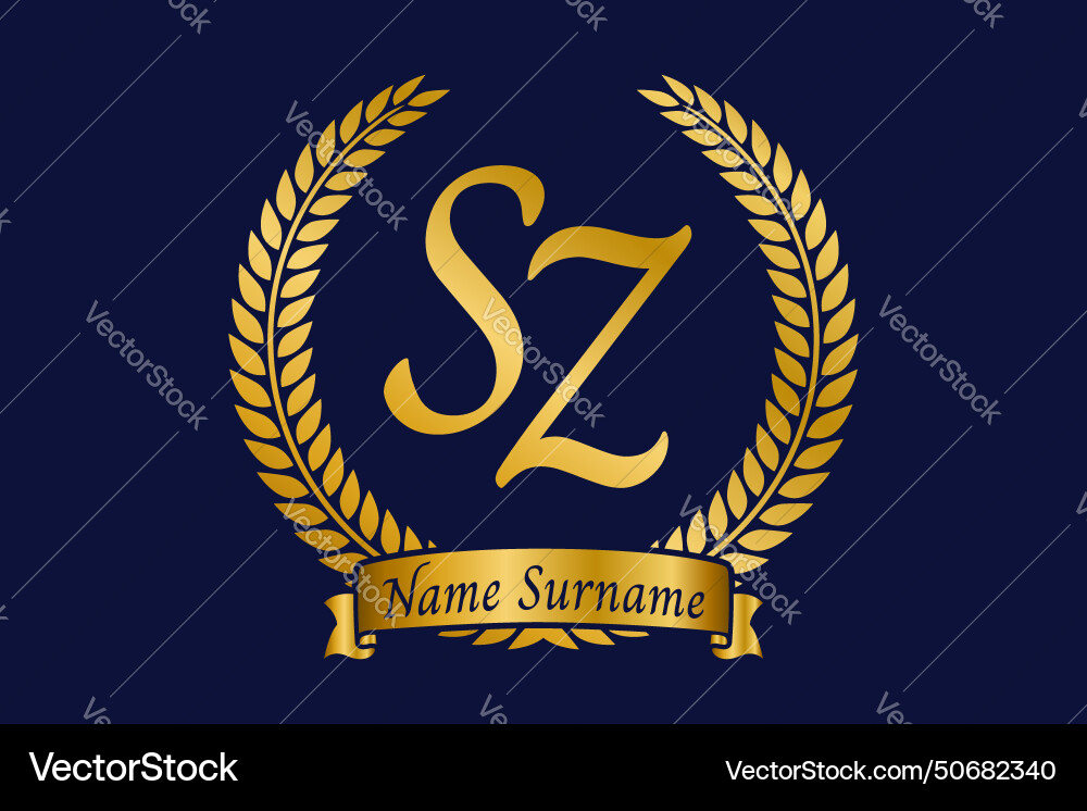 Initial letter s and z sz monogram logo design Vector Image