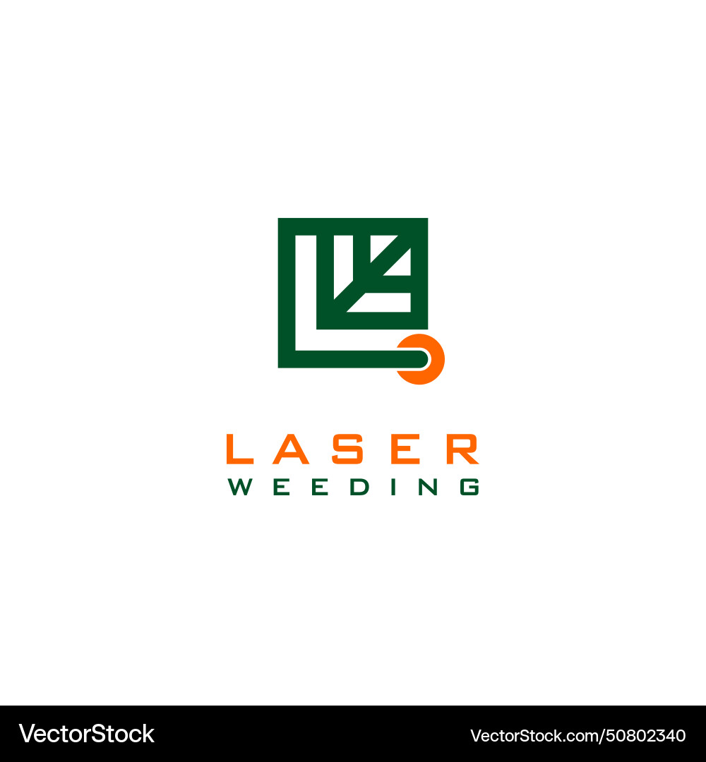 Laser weeding icon geometric leaf logo Royalty Free Vector
