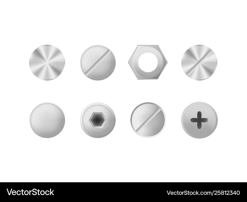 Realistic Metal Screws and Bolts Royalty Free Vector Image