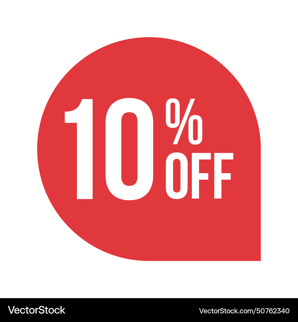 Red 10 percent discount label on white background Vector Image