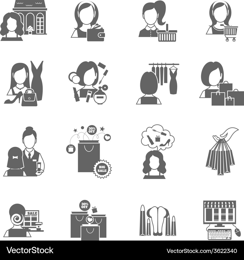 Woman shopping icon black Royalty Free Vector Image