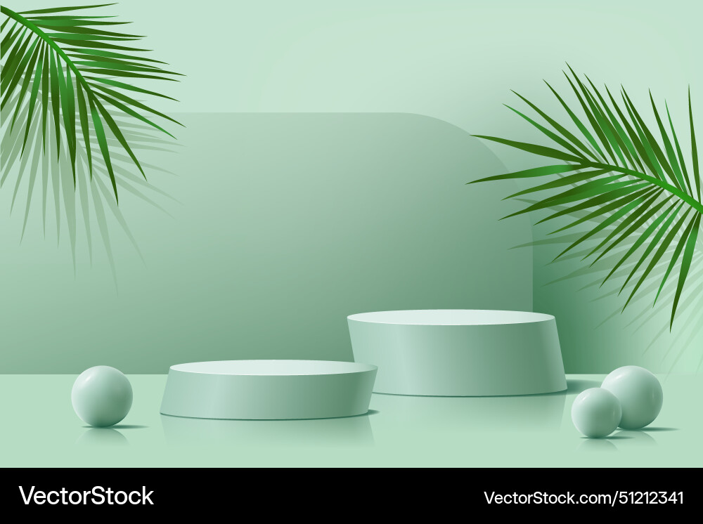 Advertisement prodium with green leaves 3d Vector Image